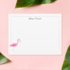 Watercolor Pink Flamingo Gray Border Personalized Note Card - Print ...